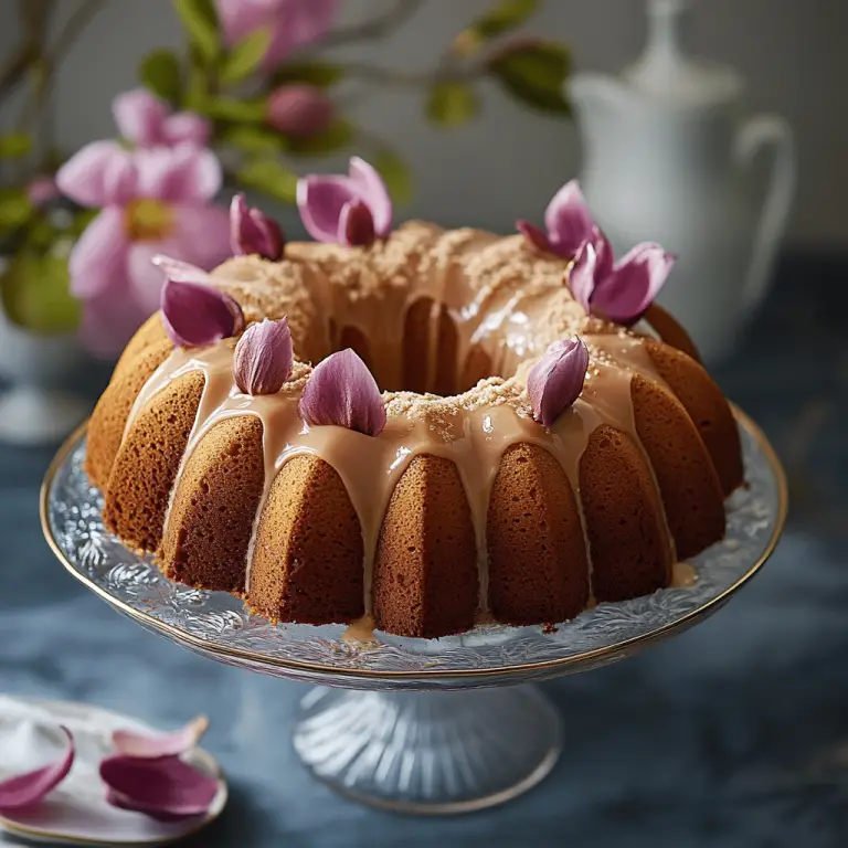 Elegant Caramel Magnolia Bundt Cake - Succulent Recipes