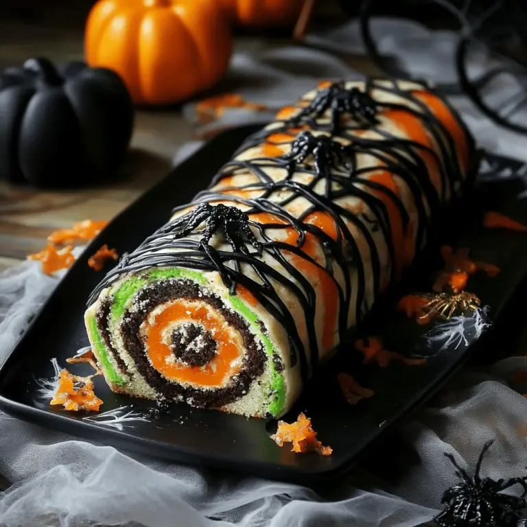 Halloween Spider Web Roll Cake - Succulent Recipes