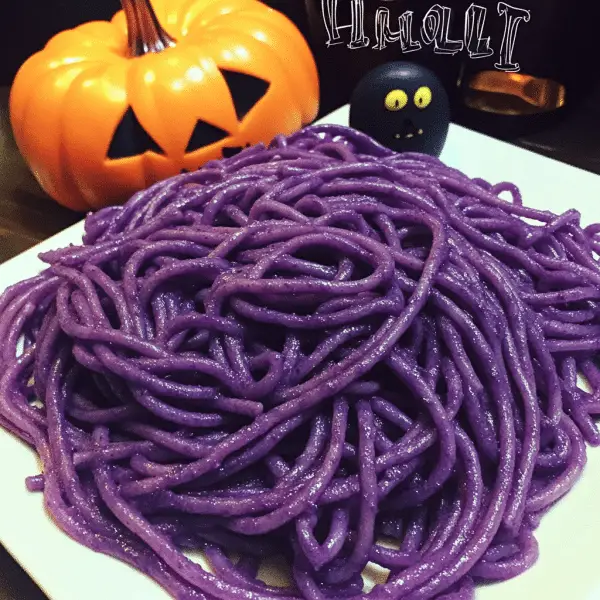 Purple Creepy Halloween Pasta - Succulent Recipes
