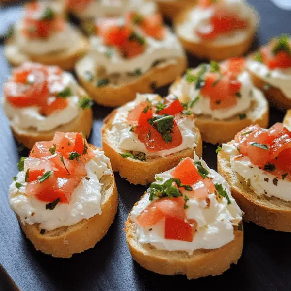 Creamy Bruschetta Appetizer Bites - Succulent Recipes
