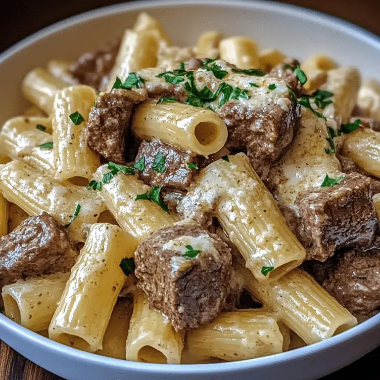 Creamy Parmesan Beef with Rigatoni Pasta - Succulent Recipes