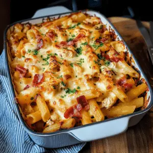 Ultimate Chicken and Turkey Bacon Pasta Bake - Succulent Recipes